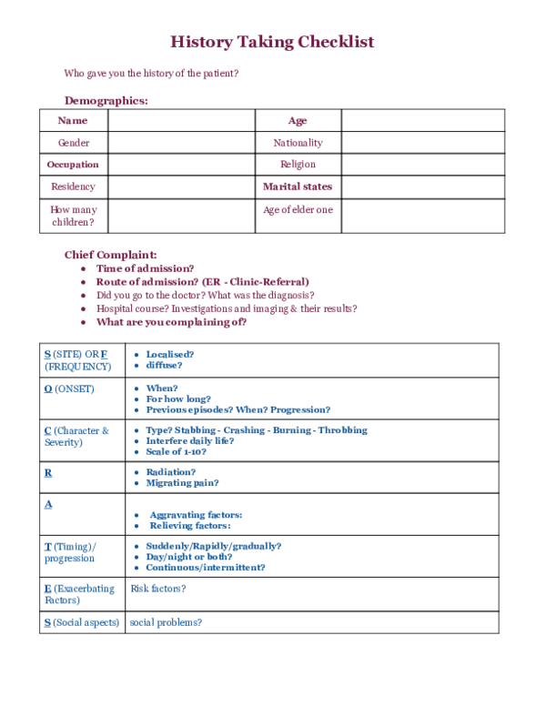 (PDF) History Checklist