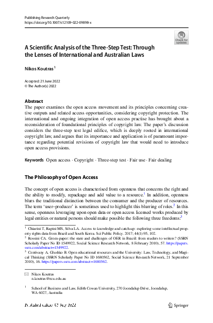 (PDF) A Scientific Analysis of the Three-Step Test: Through the Lenses ...
