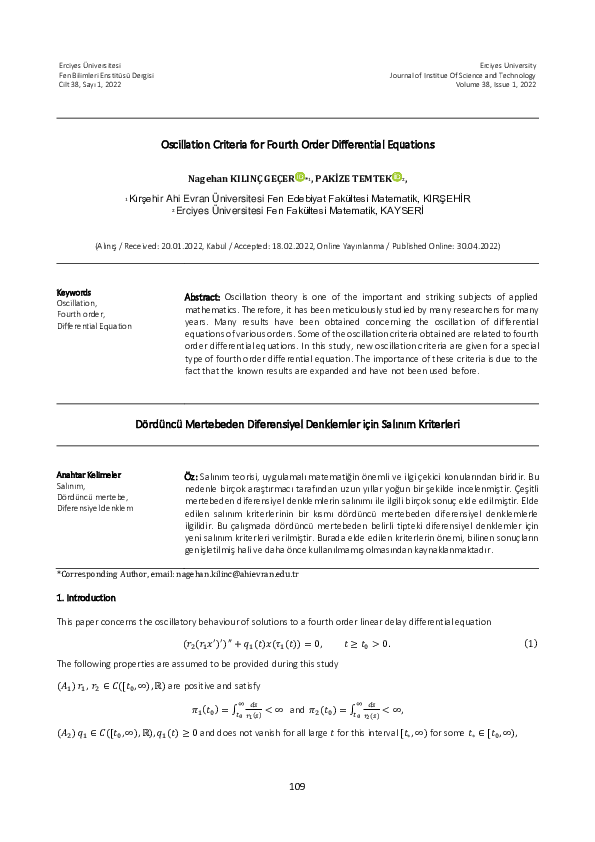 Pdf Oscillation Criteria For Fourth Order Differential Equations