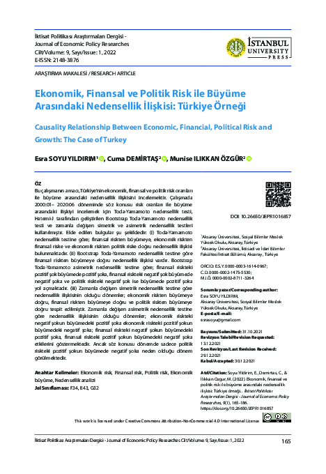 (PDF) Ekonomik, Finansal ve Politik Risk ile Büyüme Arasındaki ...