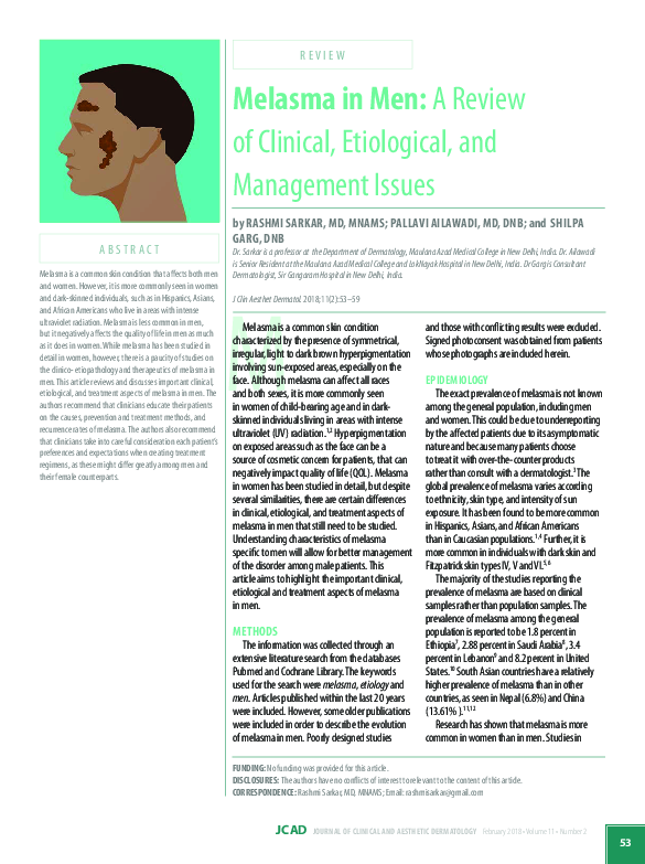 (PDF) Melasma in Men: A Review of Clinical, Etiological, and Management ...