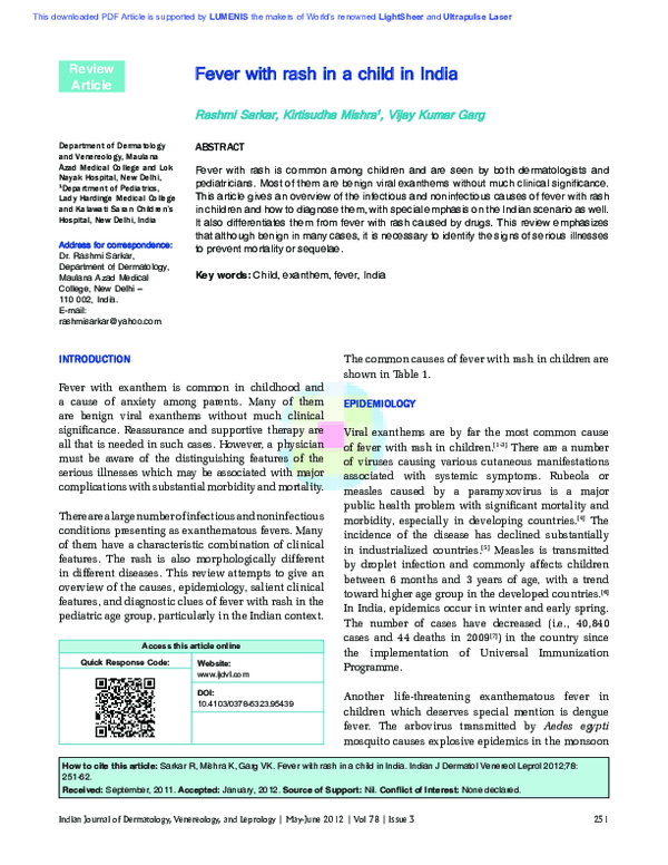 (PDF) Fever with rash in a child in India