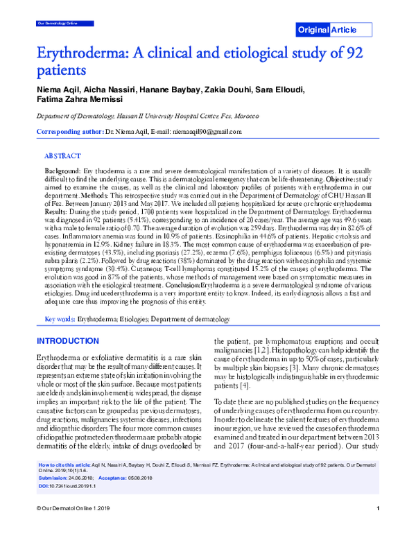 (PDF) Erythroderma in Children: A Clinico-Etiological Study
