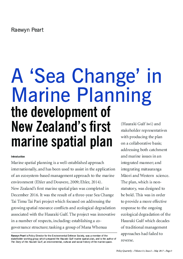 (PDF) A ‘sea change’ in marine planning: the development of New Zealand ...
