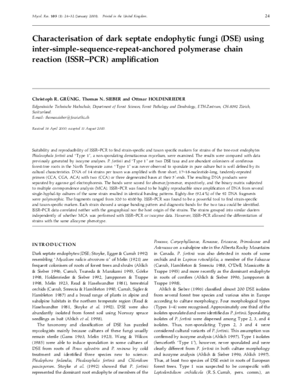 (PDF) Characterisation of dark septate endophytic fungi (DSE) using ...