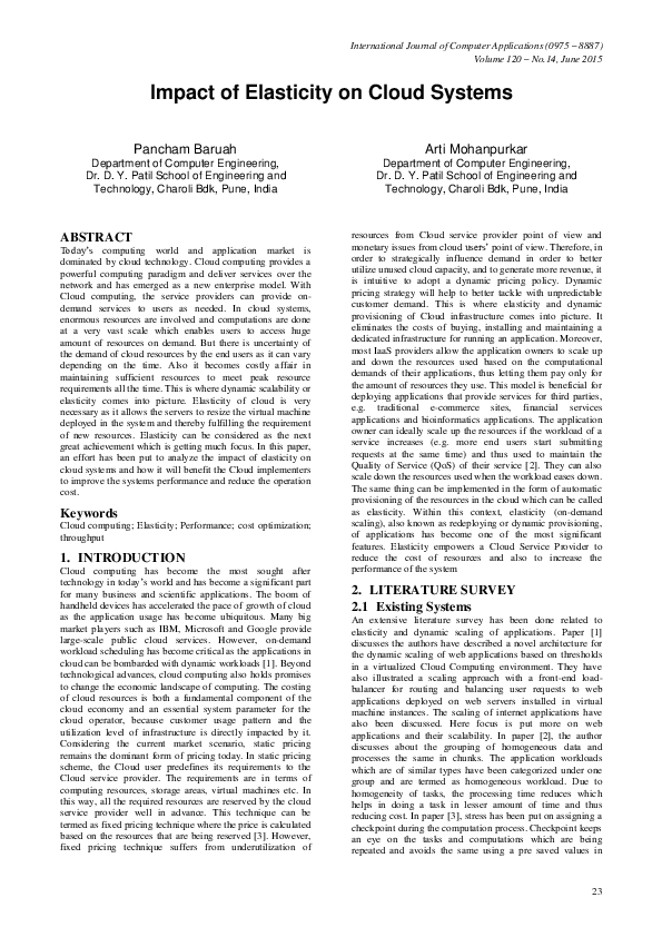 (PDF) Impact of Elasticity on Cloud Systems