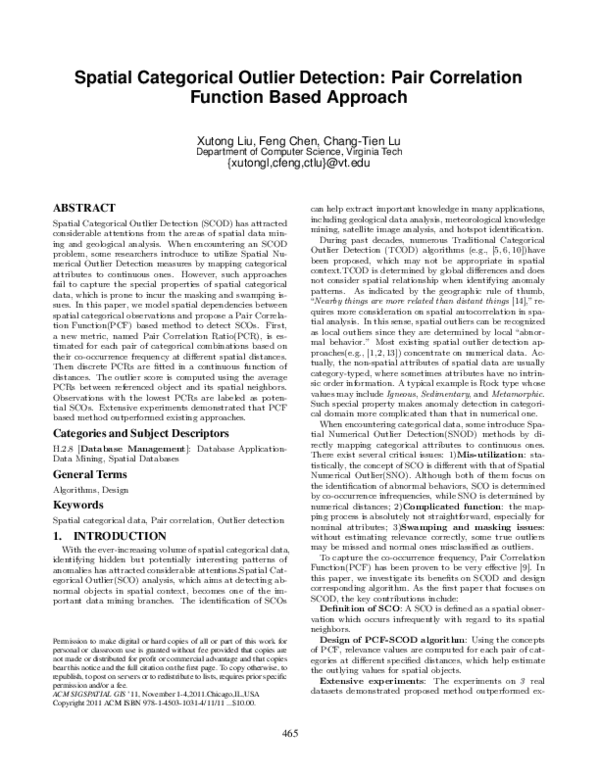 (PDF) Spatial categorical outlier detection