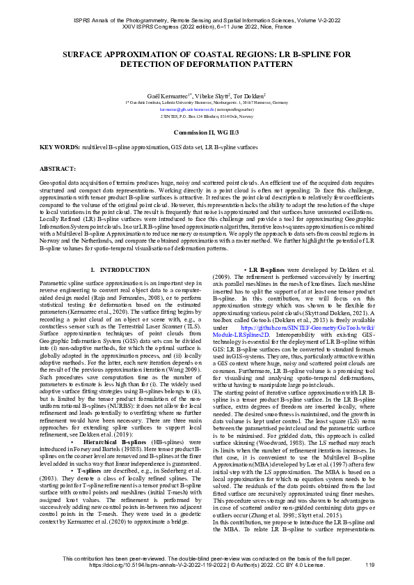 Pdf Surface Approximation Of Coastal Regions Lr B Spline For Detection Of Deformation Pattern