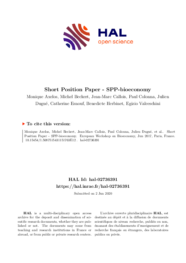 (PDF) Short Position Paper - SPP-bioeconomy