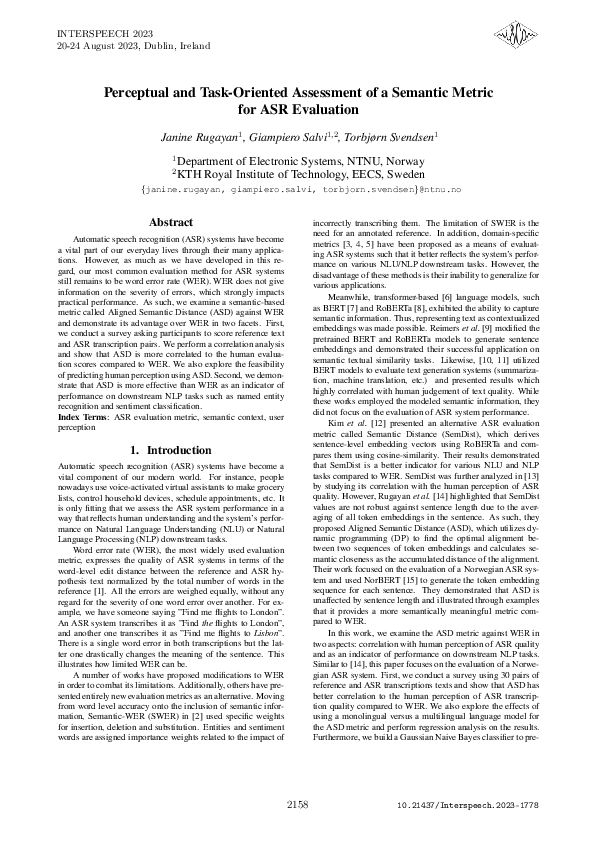 (PDF) Perceptual and Task-Oriented Assessment of a Semantic Metric for ASR Evaluation ...