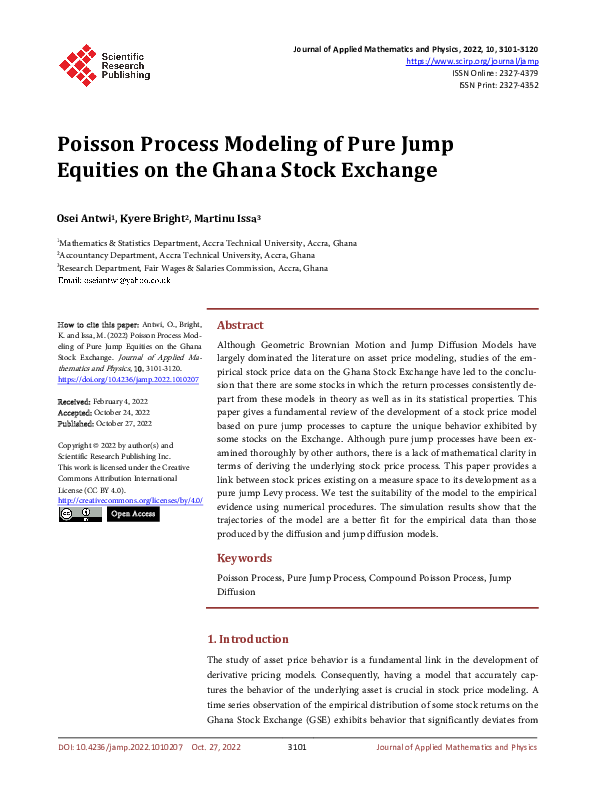 (PDF) Poisson Process Modeling of Pure Jump Equities on the Ghana Stock ...