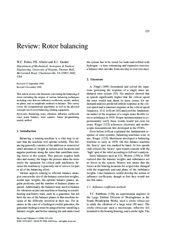 (PDF) Review: Rotor Balancing