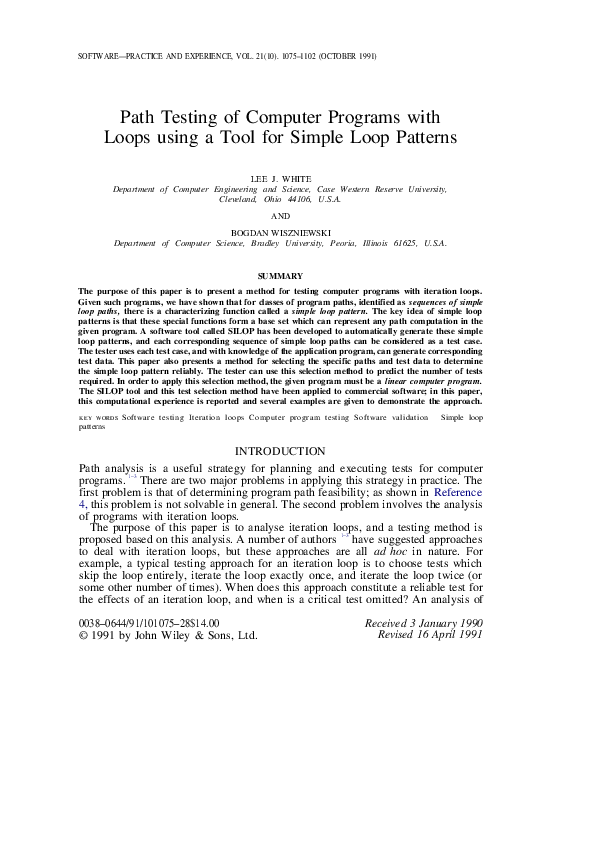 (PDF) Path testing of computer programs with loops using a tool for ...