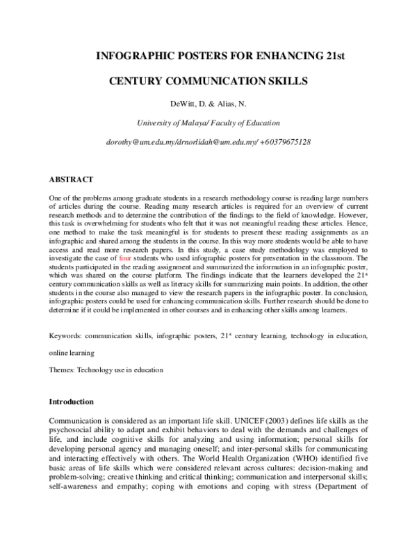 (PDF) Infographic posters for enhancing 21st century communication skills