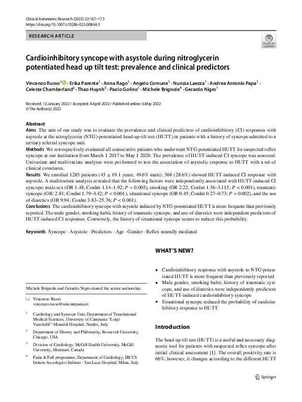 (PDF) Cardioinhibitory syncope with asystole during nitroglycerin ...