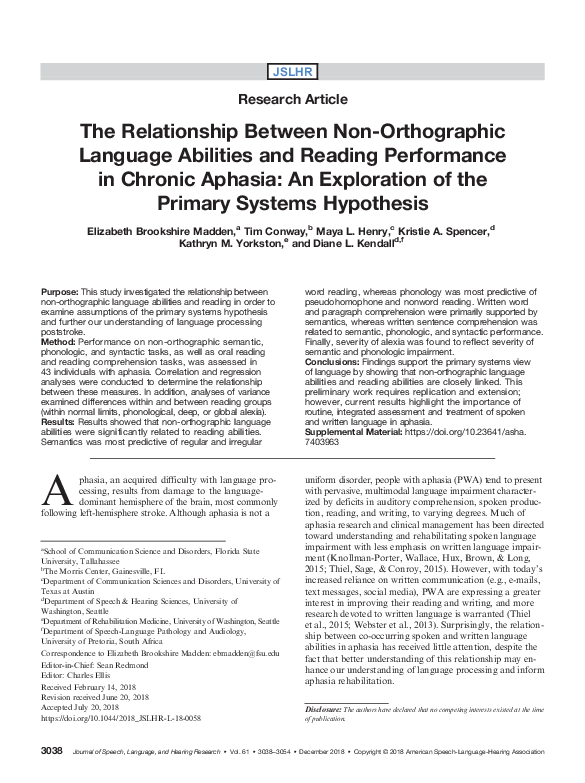 (PDF) The Relationship Between Non-Orthographic Language Abilities and ...