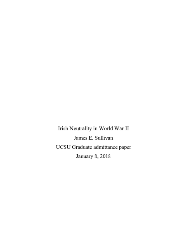 (DOC) Irish Neutrality in World War II