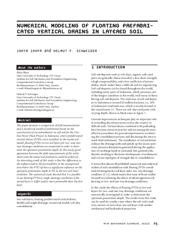 (PDF) Numerical modeling of floating prefabricated vertical drains in layered soil