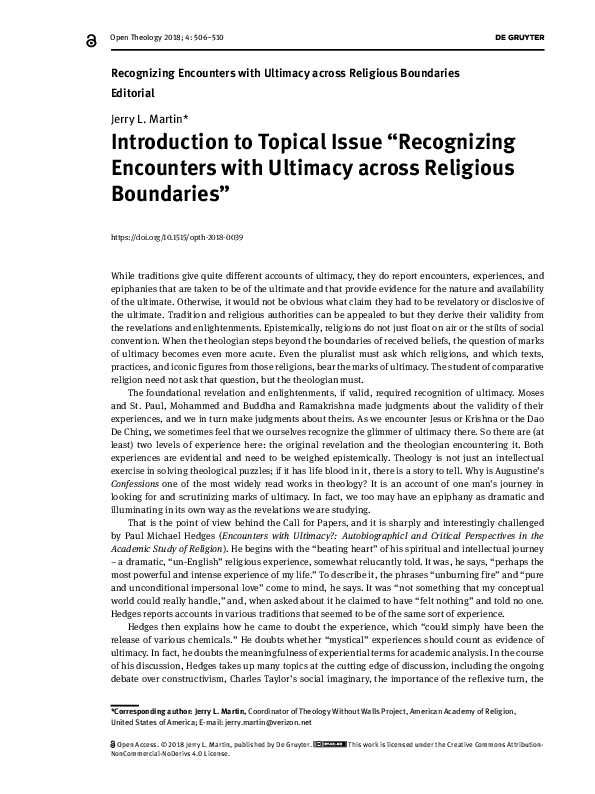 (PDF) Introduction to Topical Issue “Recognizing Encounters with ...
