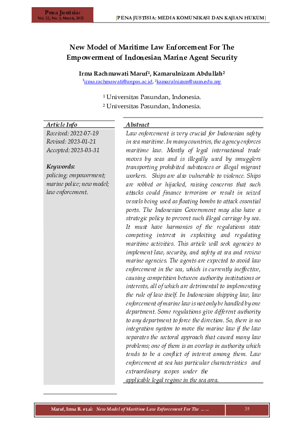 (PDF) New model of maritime law enforcement for the empowerment of ...