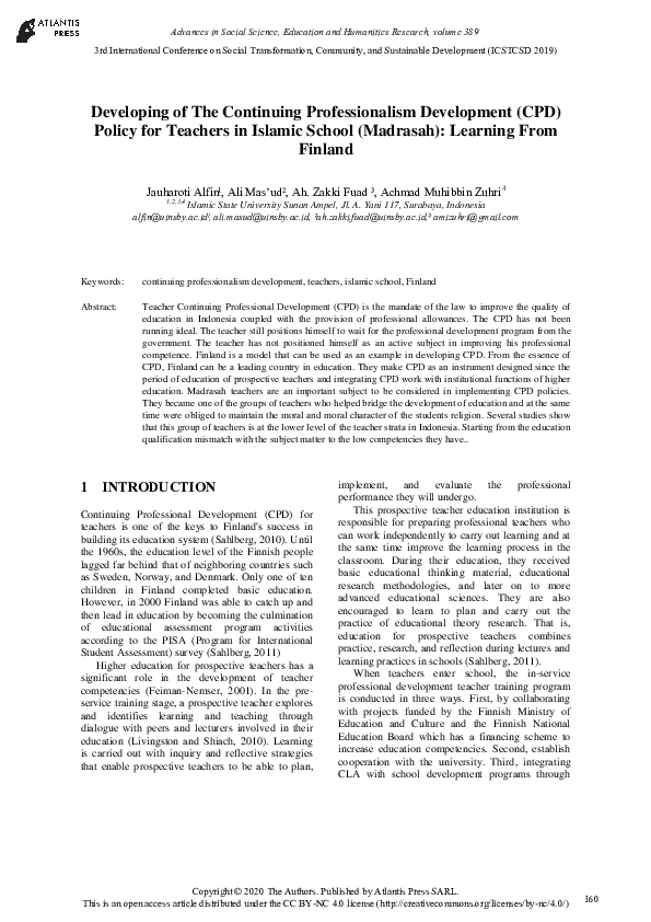 (PDF) Developing of The Continuing Professionalism Development (CPD) Policy for Teachers in ...