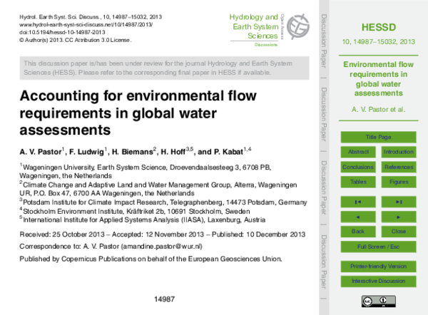 (PDF) Accounting for environmental flow requirements in global water ...