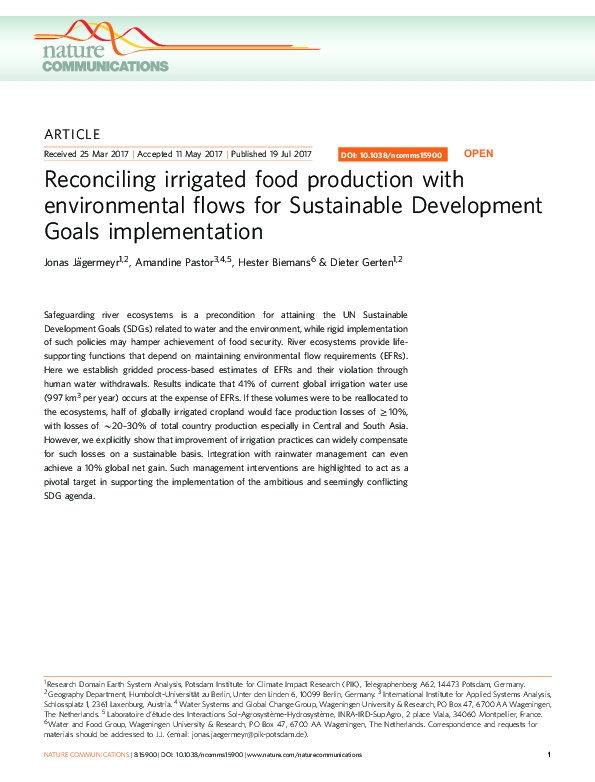 (PDF) Reconciling irrigated food production with environmental flows ...