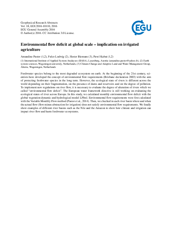 (PDF) Environmental flow deficit at global scale – implication on irrigated agriculture