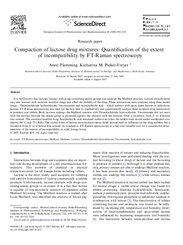 (PDF) Compaction of lactose drug mixtures: Quantification of the extent ...