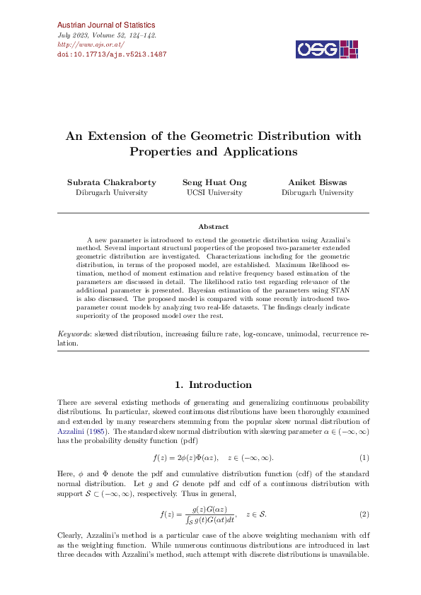 (PDF) An Extension of the Geometric Distribution with Properties and Applications