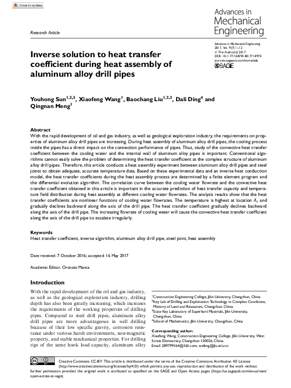 (PDF) Inverse solution to heat transfer coefficient during heat ...