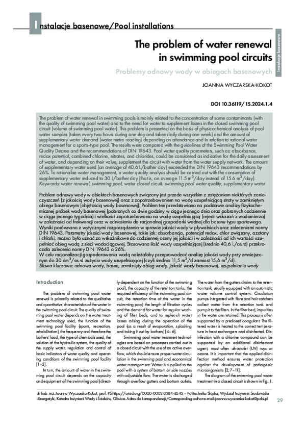 (PDF) The problem of water renewal in swimming pool circuits Problemy ...