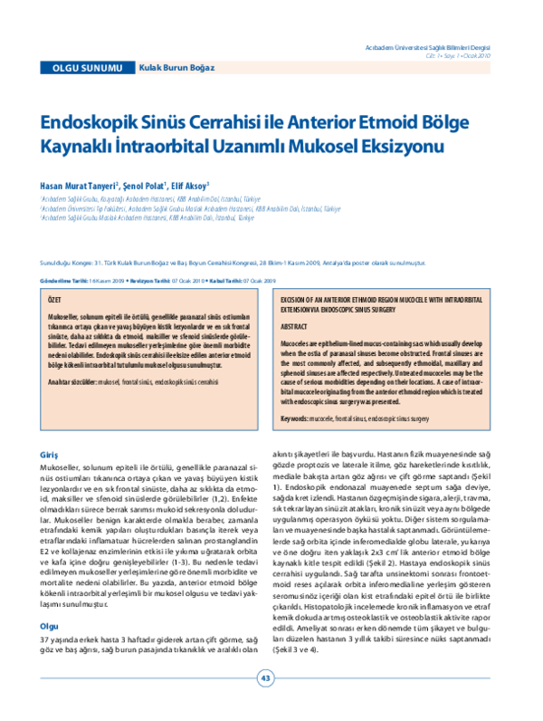 (PDF) Endoskopik Sinüs Cerrahisi ile Anterior Etmoid Bölge Kaynaklı ...