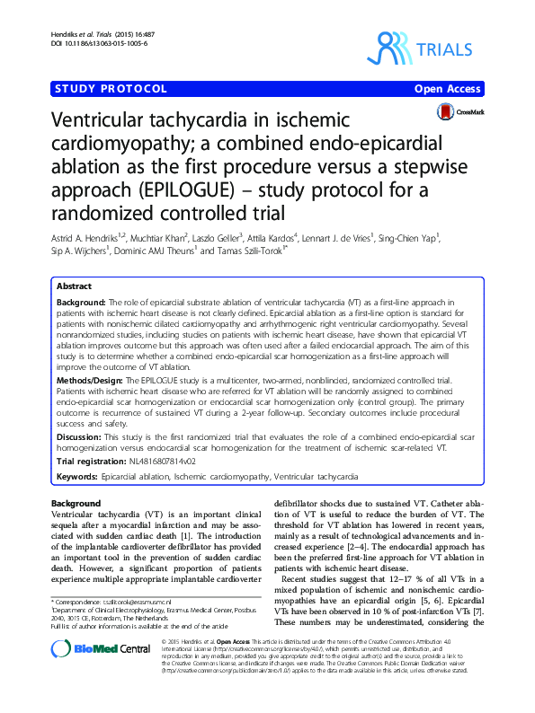 (PDF) Ventricular tachycardia in ischemic cardiomyopathy; a combined ...