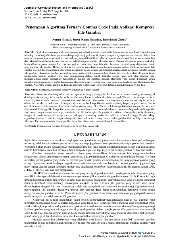 (PDF) Penerapan Algoritma Ternary Comma Code Pada Aplikasi Kompresi File Gambar