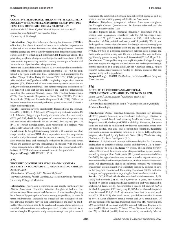 (PDF) 375 Thought Control Strategies and Insomnia Severity in young ...