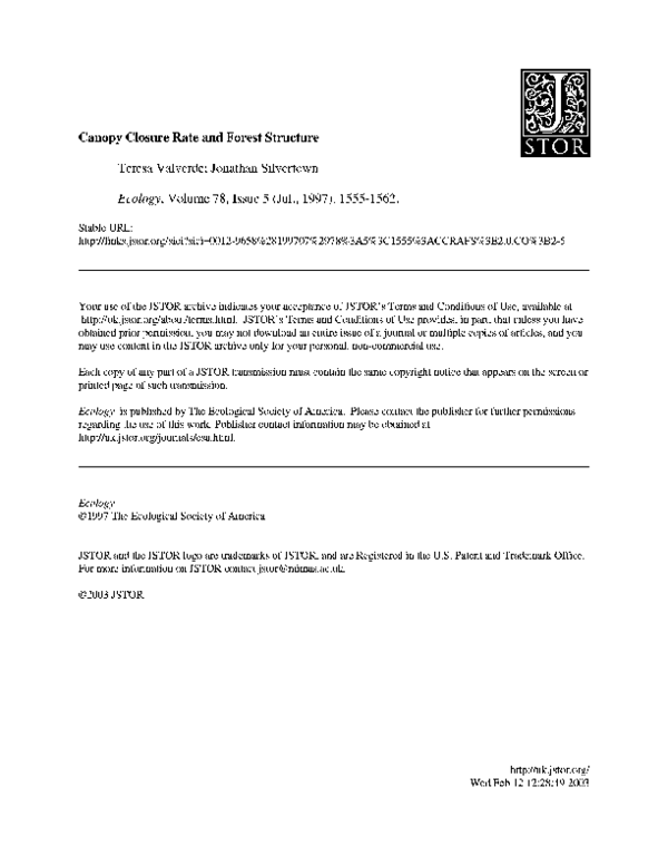 (PDF) Canopy Closure Rate and Forest Structure