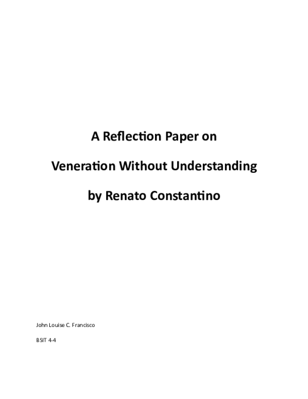 (PDF) A Reflection on Renato Constantino's Veneration Without ...