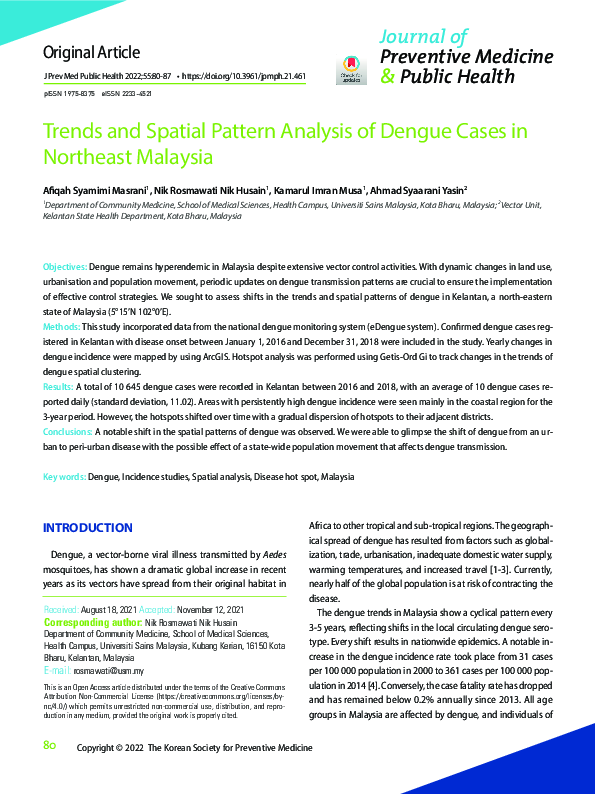 (PDF) Trends and Spatial Pattern Analysis of Dengue Cases in Northeast ...