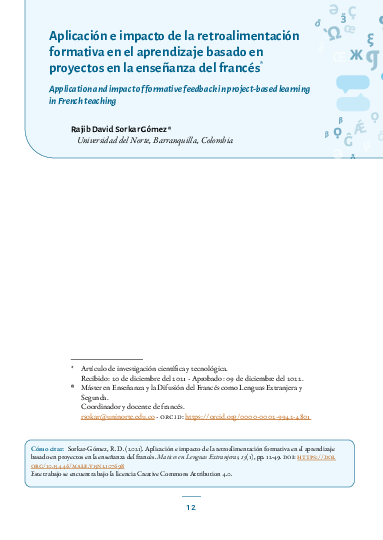 (PDF) Aplicación e impacto de la retroalimentación formativa en el aprendizaje basado en ...