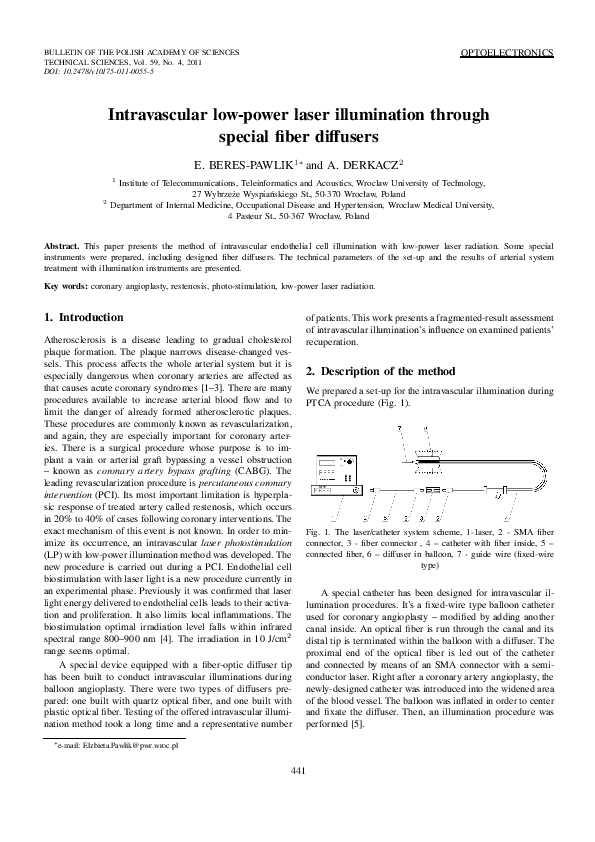 (PDF) Intravascular low-power laser illumination through special fiber ...