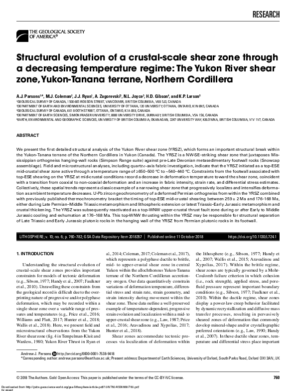 Pdf Structural Evolution Of A Crustal Scale Shear Zone Through A Decreasing Temperature Regime