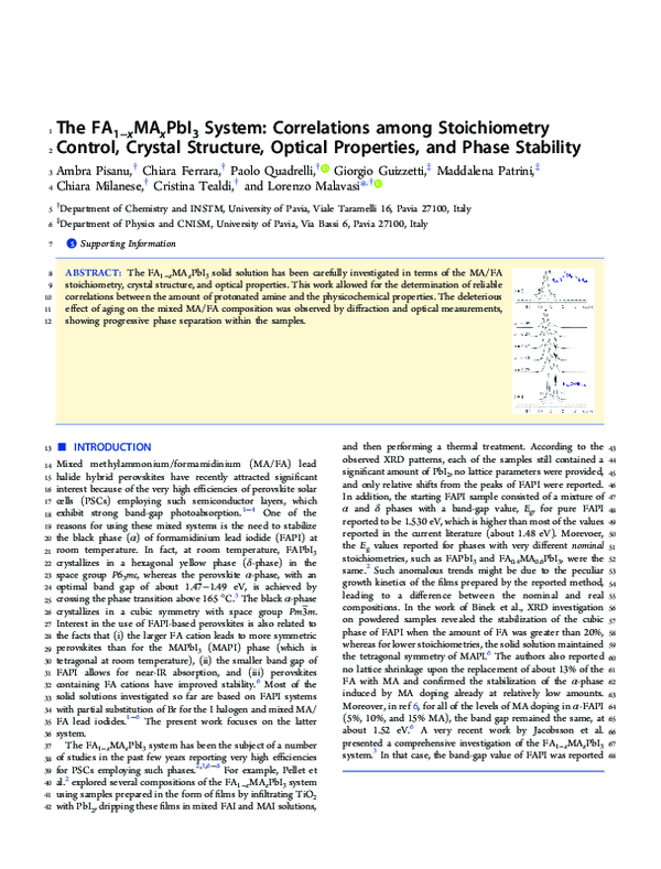 (PDF) The FA1–xMAxPbI3 System: Correlations among Stoichiometry Control, Crystal Structure ...