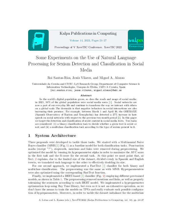 Pdf Some Experiments On The Use Of Natural Language Processing For