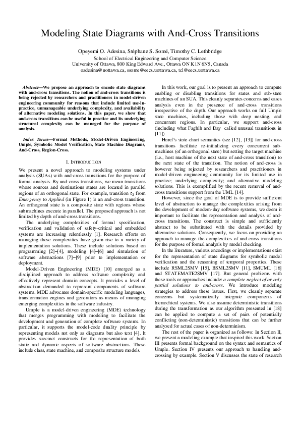 (PDF) State Diagrams with Manageable And-Cross Transitions