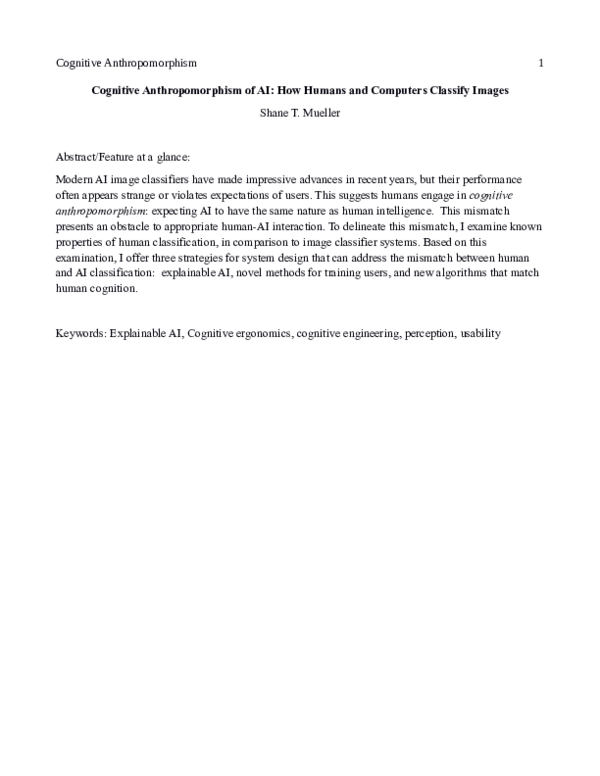 (PDF) Cognitive Anthropomorphism of AI: How Humans and Computers ...