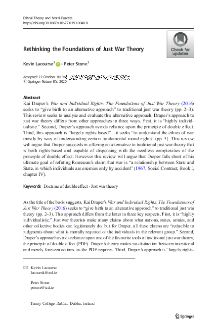 (PDF) Rethinking the Foundations of Just War Theory