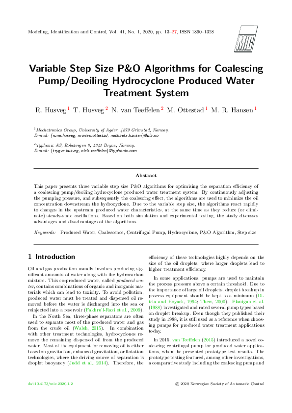 (PDF) Variable Step Size P&O Algorithms for Coalescing Pump/Deoiling ...