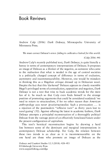 (PDF) Andrew Culp (2016)Dark Deleuze