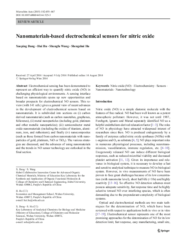 (PDF) Nanomaterials based electrochemical sensors for biomedical applications